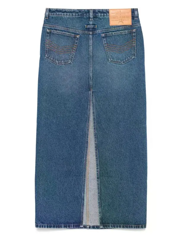 JEAN PAUL GAULTIER Asymmetric Button-front Denim Midi Skirt