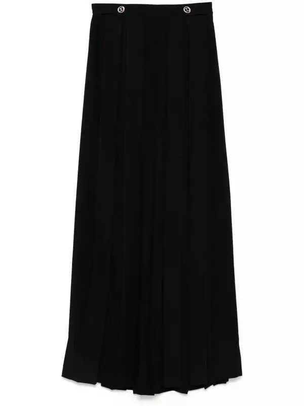 TWINSET Pleated Crepe Wide-leg Trousers - Black