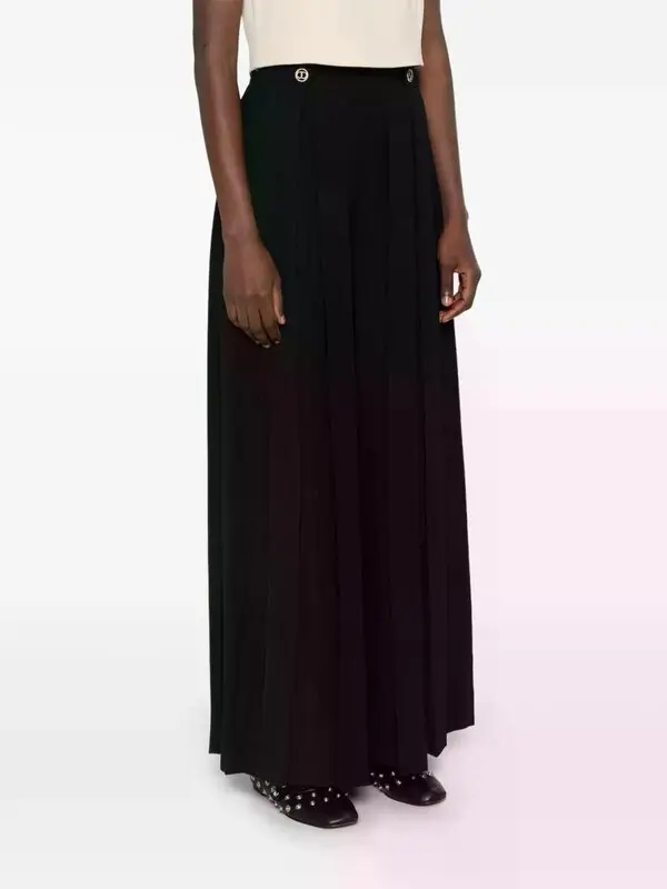 TWINSET Pleated Crepe Wide-leg Trousers