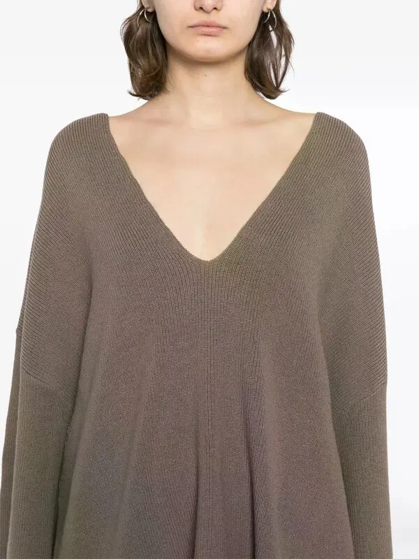 ENTIRE STUDIOS Dark Taupe Fine Knit V-neck Raglan Sleeve Top