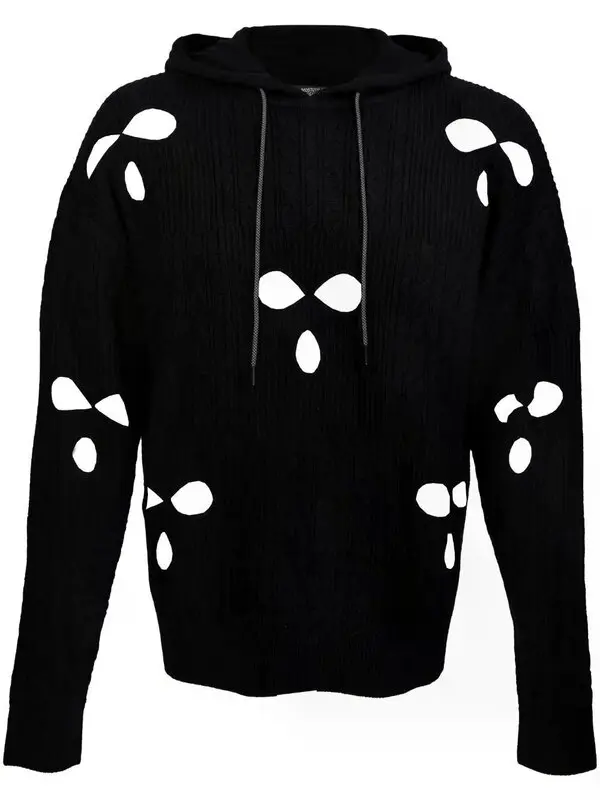 MOSTLY HEARD RARELY SEEN Wool Knitted Cut-out Hoodie - Black