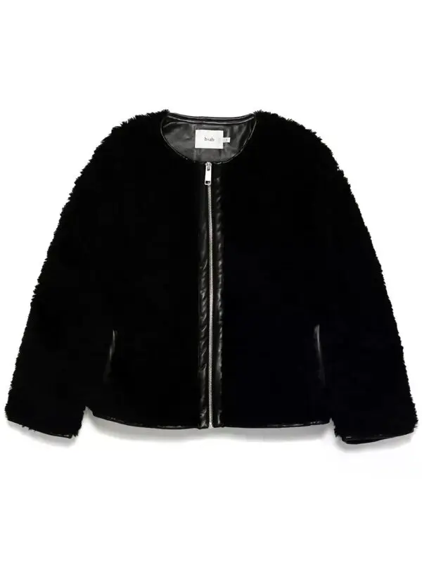 B+AB Faux Fur Zip-up Jacket - Black