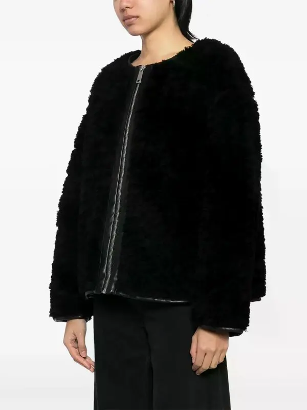 B+AB Faux Fur Zip-up Jacket - Black