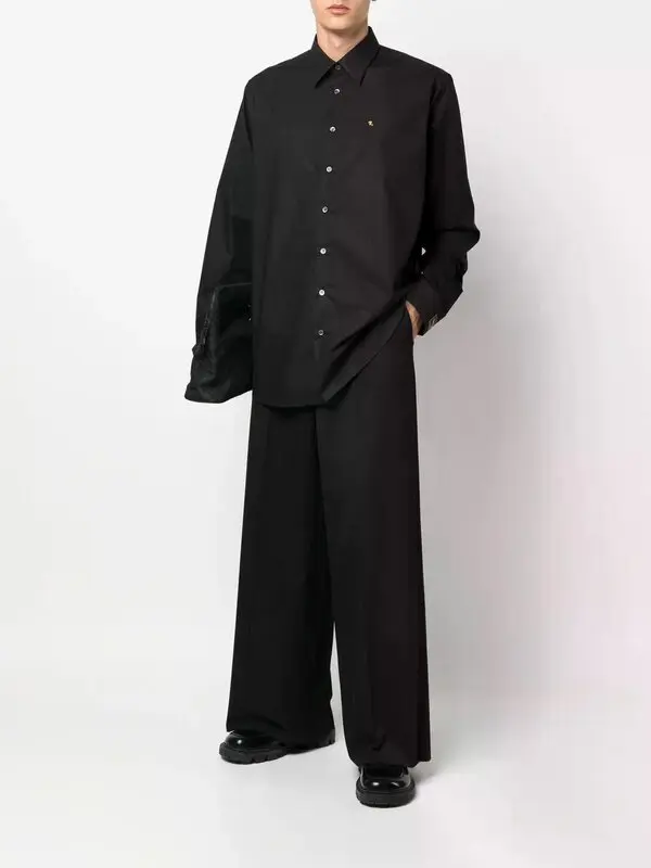 Raf Simons Logo Embroidered Cotton Shirt