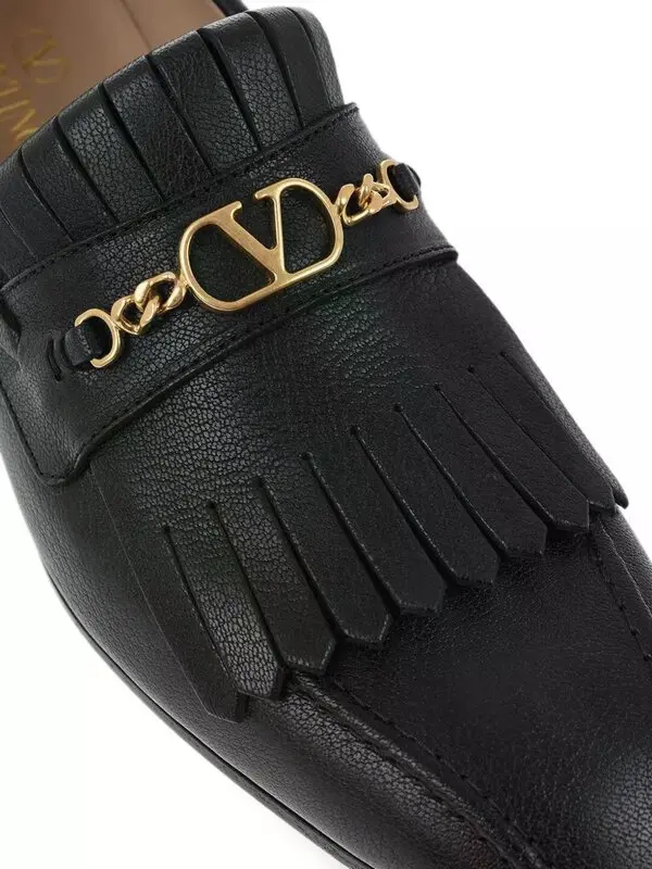 Valentino Garavani Vlogo Signature Fringed Loafers - Black