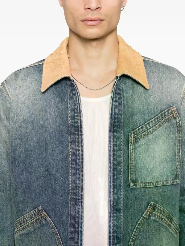Alexander McQueen Denim Jacket With Contrasting Collar