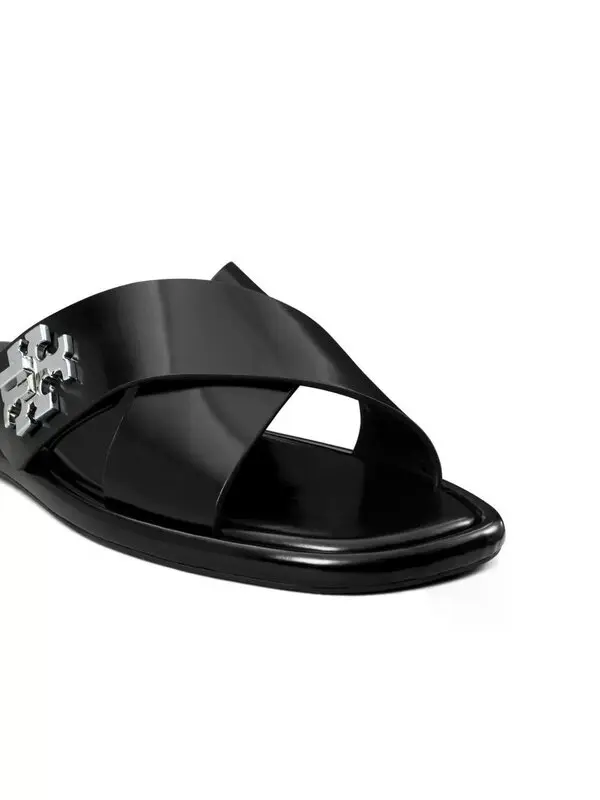 Tory Burch Leather Slides With Branded Insole - Black