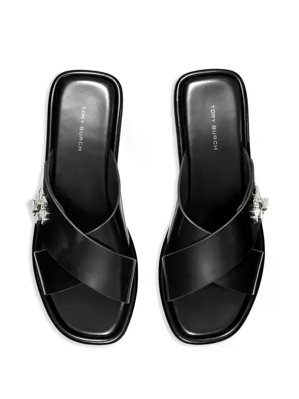 Tory Burch Leather Slides With Branded Insole - Black