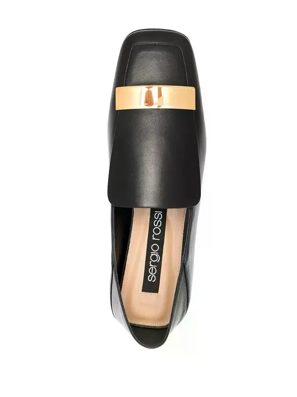 SERGIO ROSSI Square-toe Loafers With Gold-tone Hardware