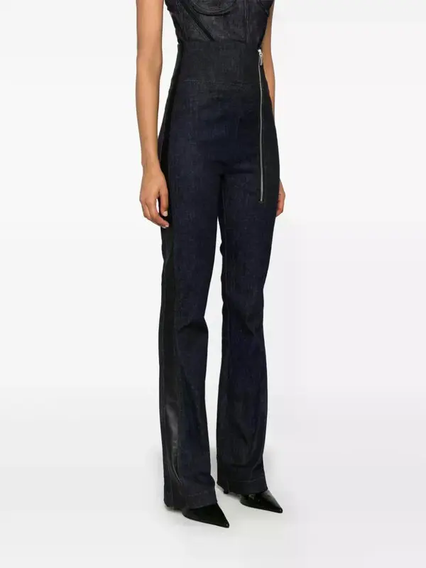 MITILIANE COUTURE High-waisted Jeans With Leather Trim