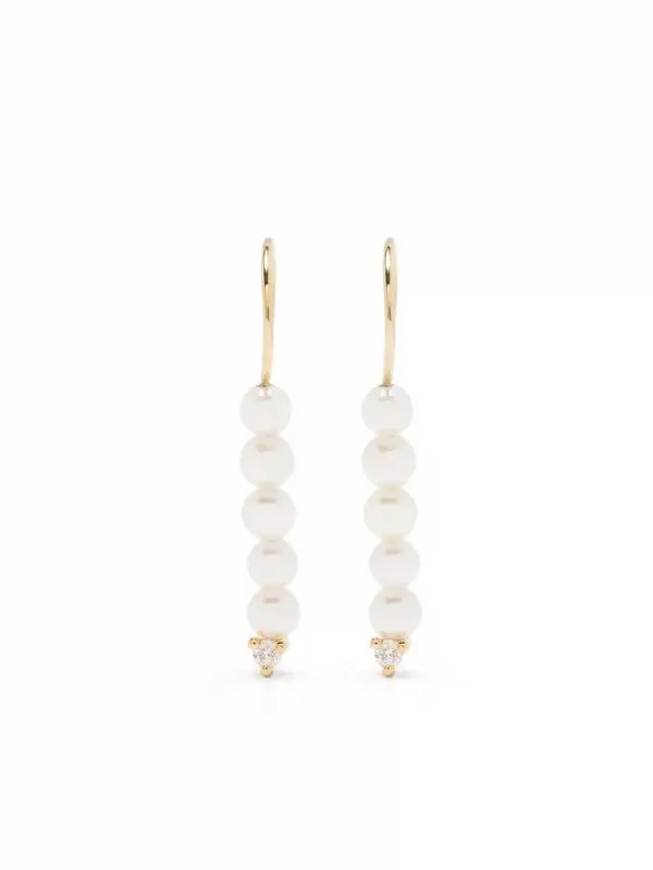 Mizuki 14kt Akoya Pearl And Diamond Earrings - Gold