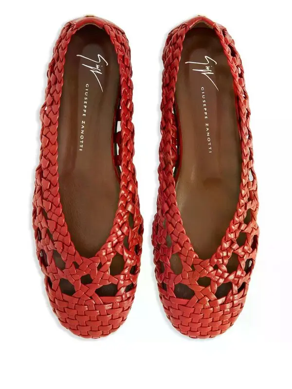 GIUSEPPE ZANOTTI Georgia Cage Ballet Flats - Red
