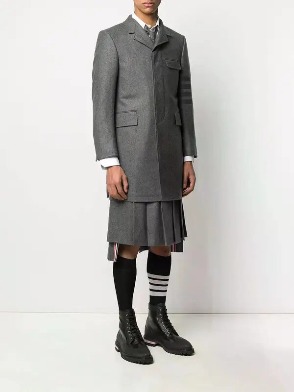 Thom Browne Flannel 4-bar Classic Chesterfield Overcoat
