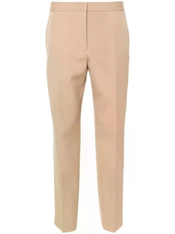 JIL SANDER Camel Beige Wool Gabardine Tapered Cropped Trousers