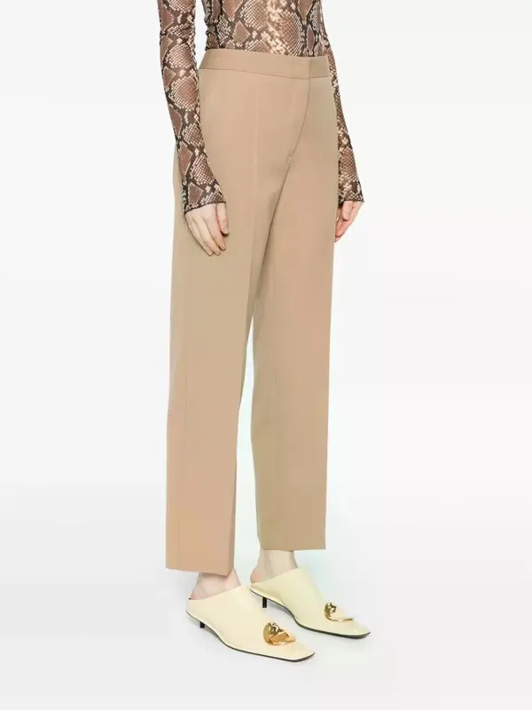 JIL SANDER Camel Beige Wool Gabardine Tapered Cropped Trousers
