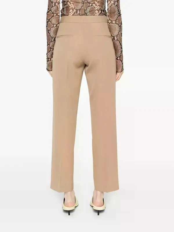 JIL SANDER Camel Beige Wool Gabardine Tapered Cropped Trousers