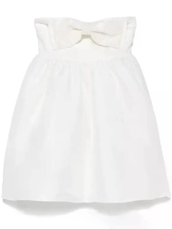 SELF-PORTRAIT Taffeta Bandeau Mini Dress With Bow Detail - White