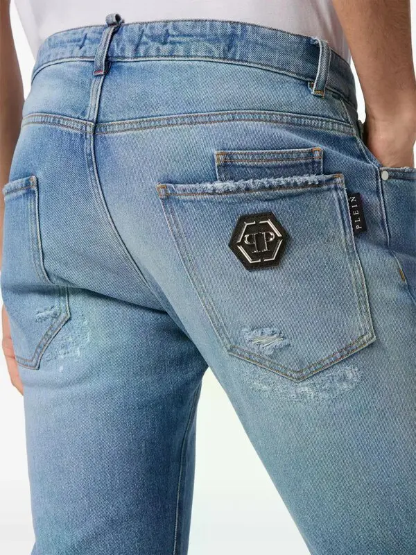 Philipp Plein Distressed Straight-leg Jeans
