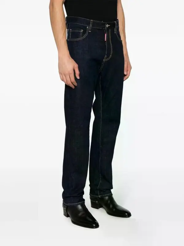 Dsquared2 Logo Patch Slim-leg Jeans - Blue