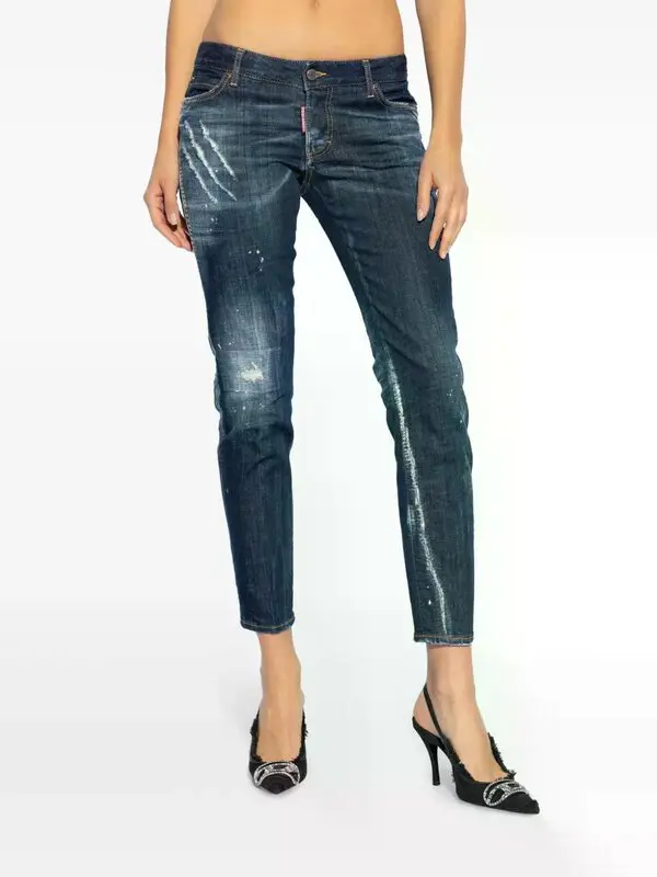 Dsquared2 Logo Patch Cotton Jeans - Blue