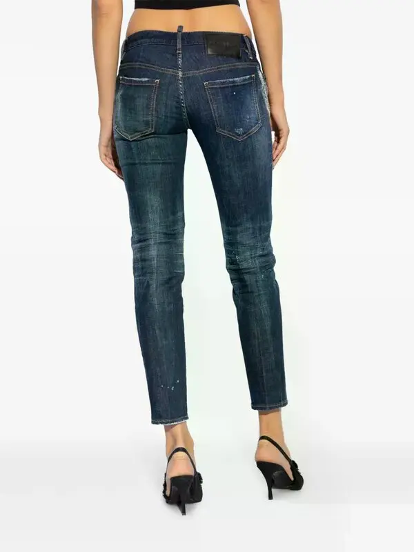 Dsquared2 Logo Patch Cotton Jeans - Blue