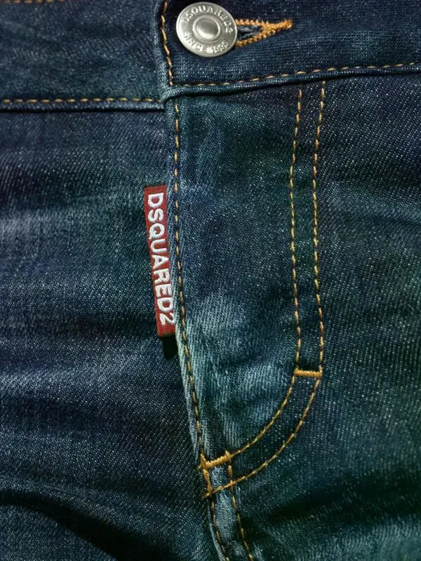 Dsquared2 Logo Patch Cotton Jeans - Blue