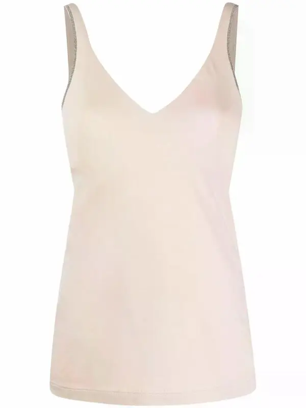 Brunello Cucinelli V-neck Tank Top With Monili Chain Detail
