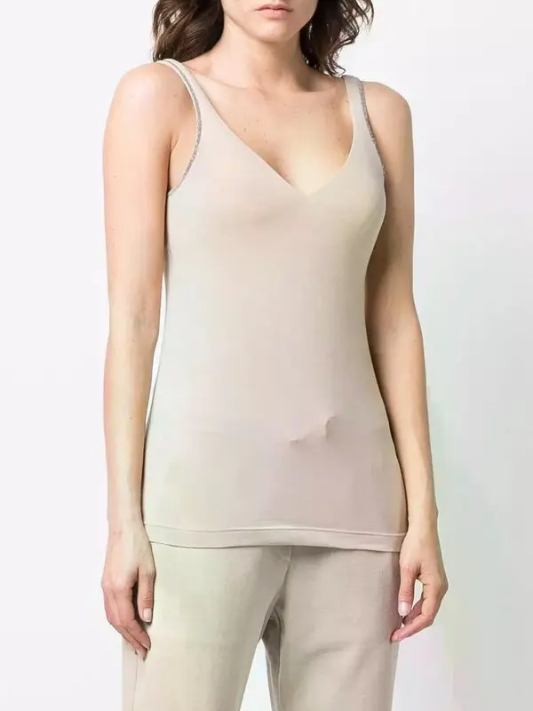Brunello Cucinelli V-neck Tank Top With Monili Chain Detail