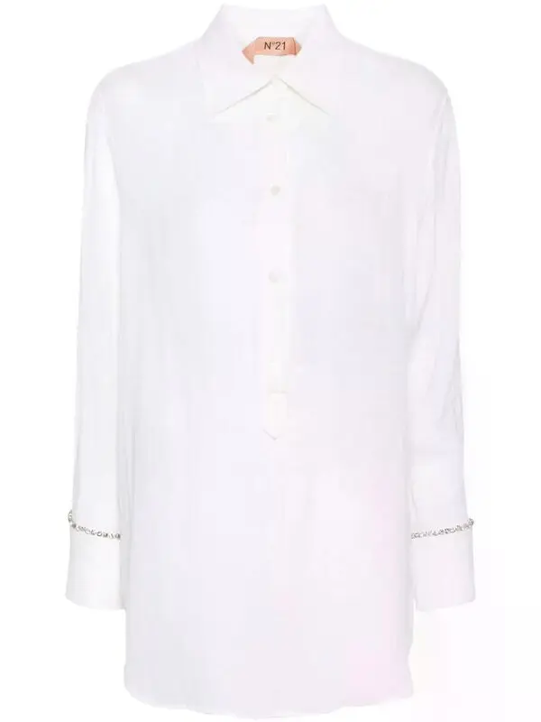 N°21 Gem-detailed Linen Blend Tunic - Neutrals
