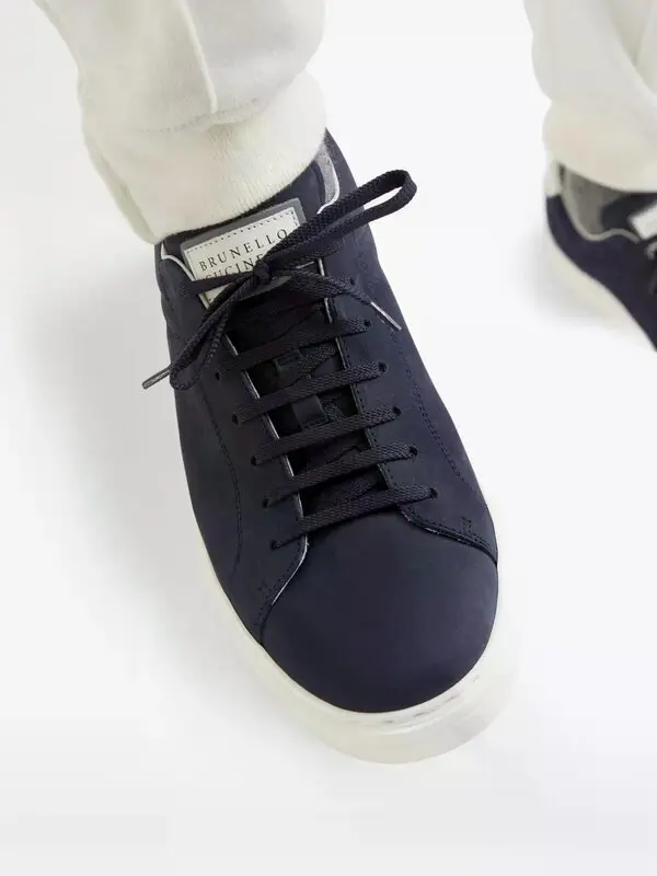 Brunello Cucinelli Calf Suede Lace-up Sneakers - Blue