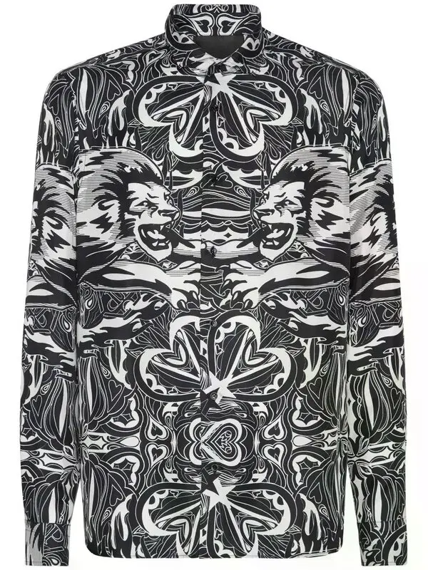 Philipp Plein Dandy Lion Circus Silk Shirt