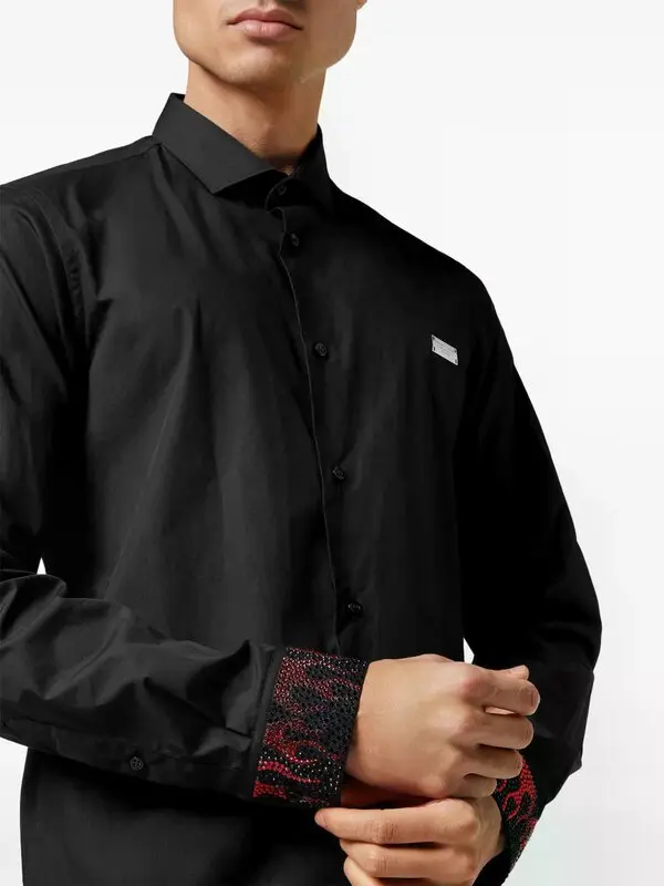 Philipp Plein Sugar Daddy Flame-trim Shirt - Black