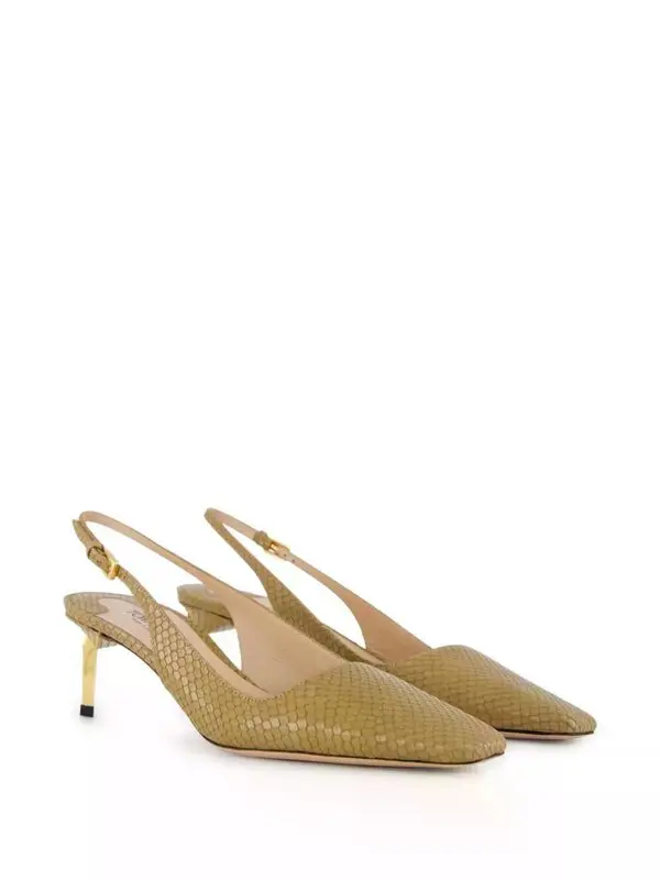 TOM FORD Snake-embossed Slingback Pumps - Neutrals