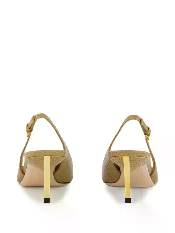 TOM FORD Snake-embossed Slingback Pumps - Neutrals