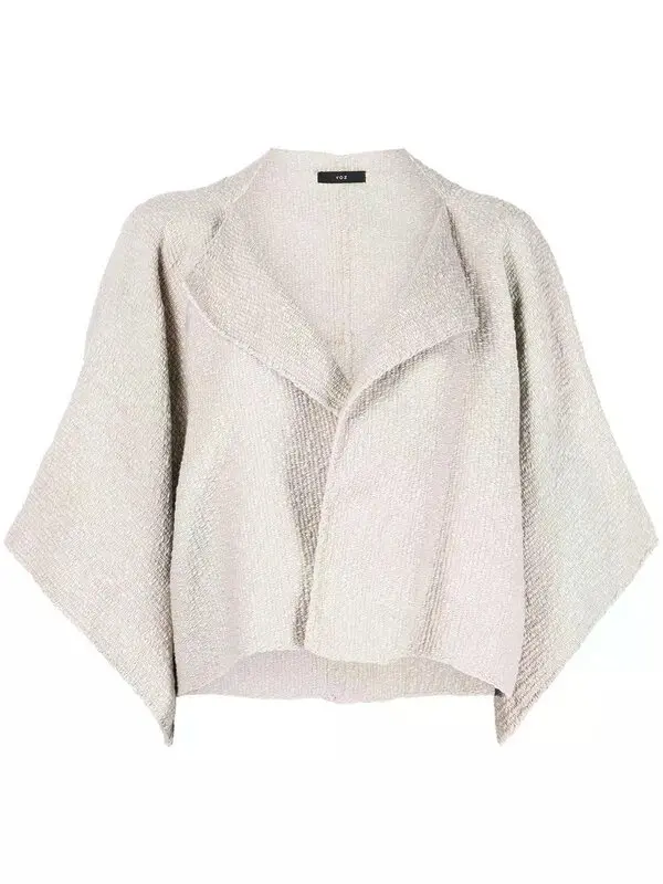 Voz Cropped Wide-sleeve Bolero - Grey