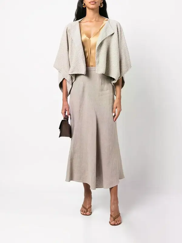 Voz Cropped Wide-sleeve Bolero - Grey