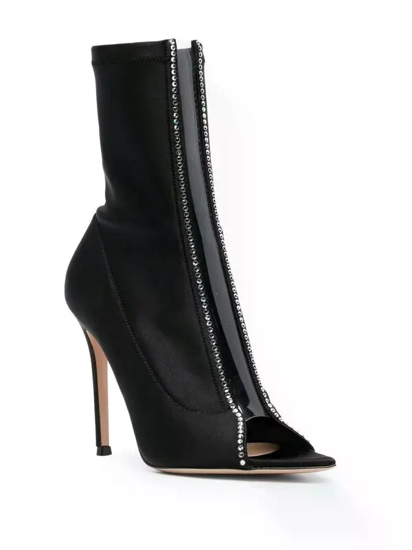 GIANVITO ROSSI Crystal Embellished Satin Boots