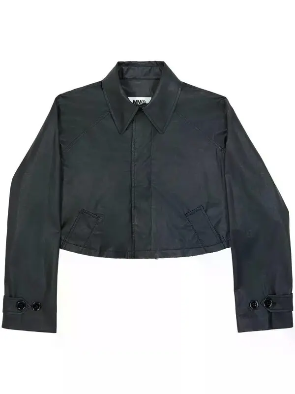 MAISON MARGIELA Cropped Faux Leather Trench Coat - Black