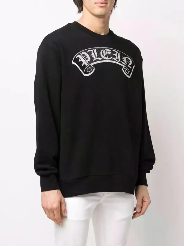 Philipp Plein Cotton Logo Print Sweatshirt - Black