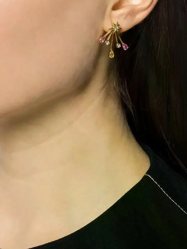 LE STER 18kt Yellow And Diamond Star Earring - Gold
