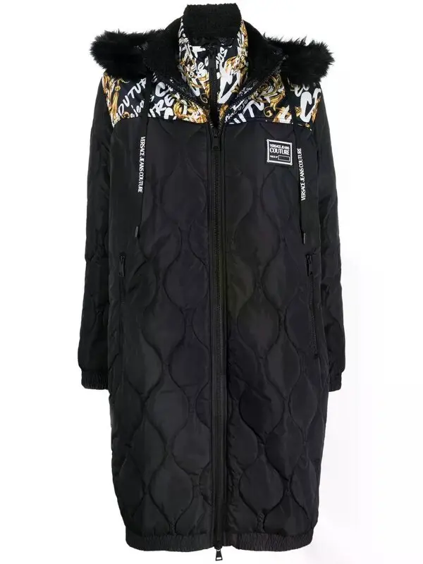 Versace Quilted Graphic Print Coat