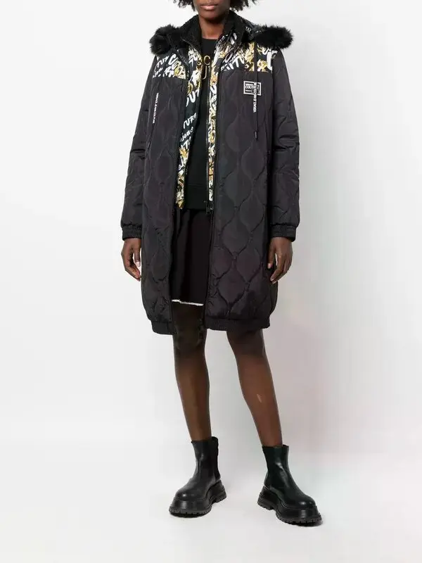 Versace Quilted Graphic Print Coat