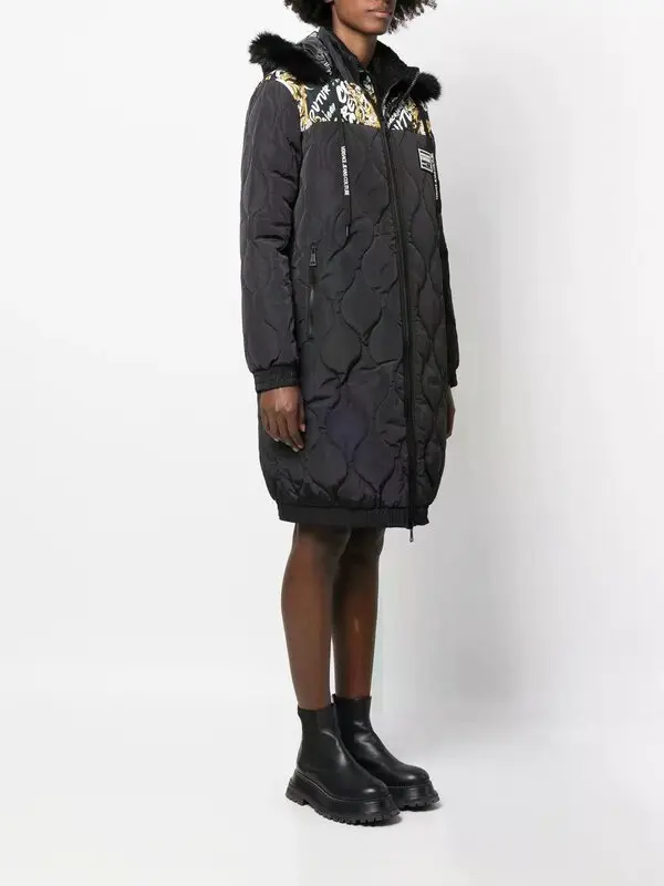 Versace Quilted Graphic Print Coat