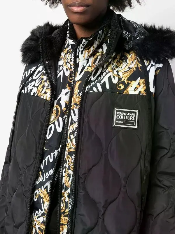 Versace Quilted Graphic Print Coat