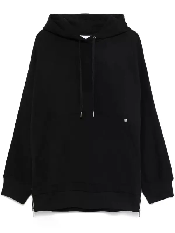 Helmut Lang Side Zip Hoodie With Rear Logo Print - Black