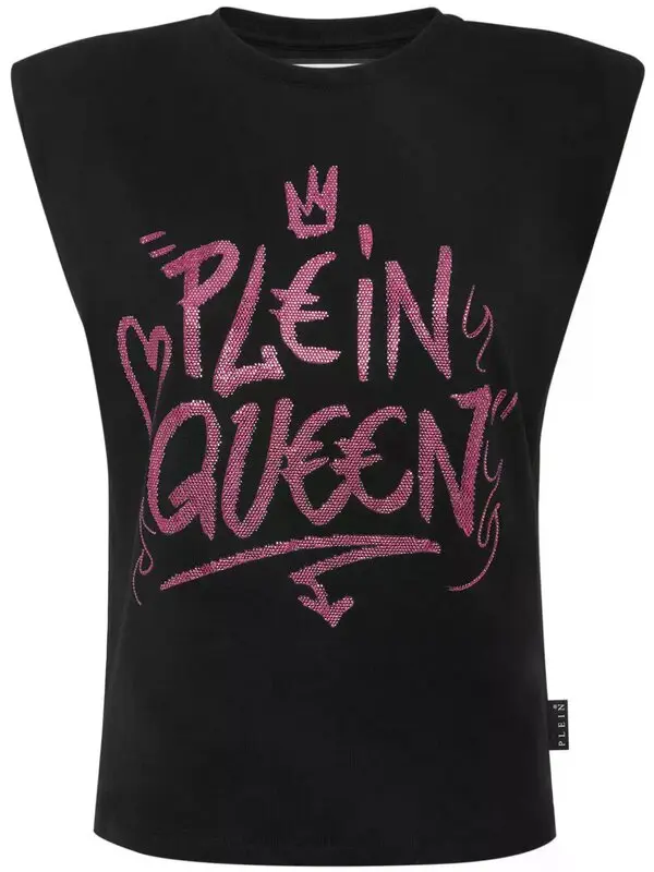 Philipp Plein Sleeveless T-shirt With Crystal Embellishments - Black