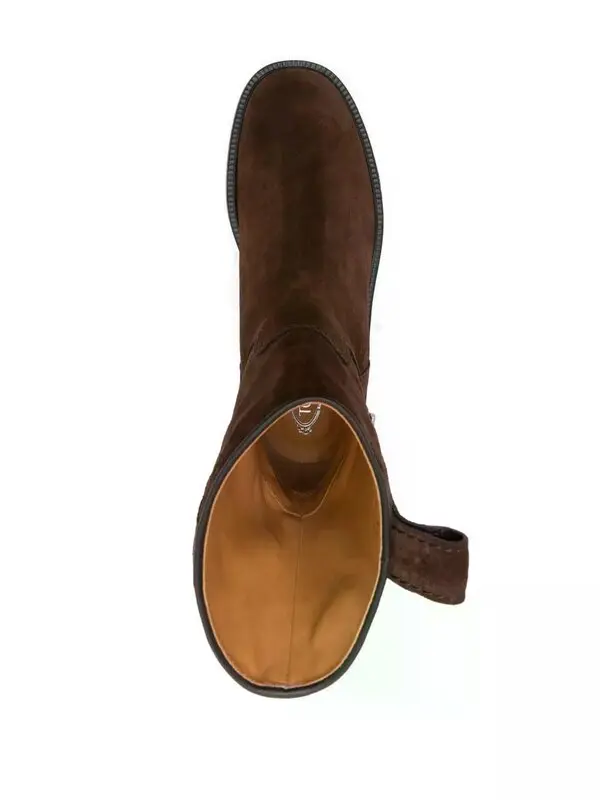 TOD'S Timeless Plaque Suede Mid-calf Boots - Brown