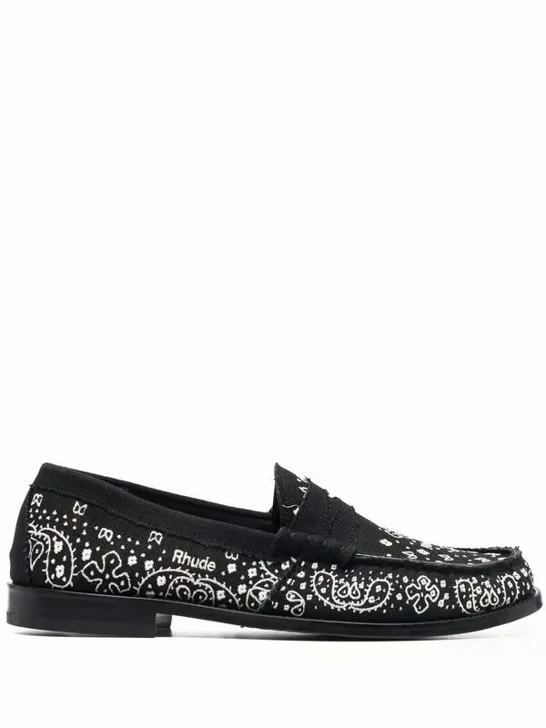 Rhude Bandana-print Raw-cut Loafers