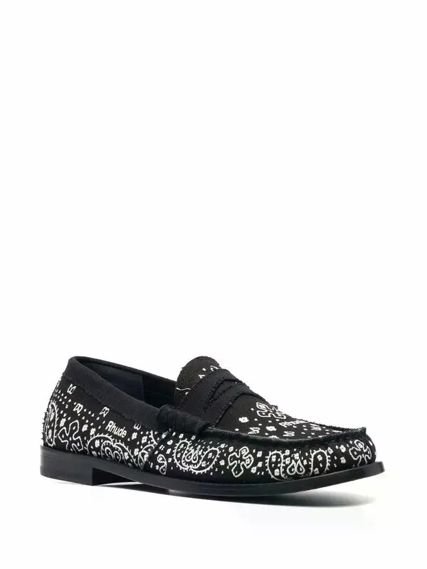 Rhude Bandana-print Raw-cut Loafers