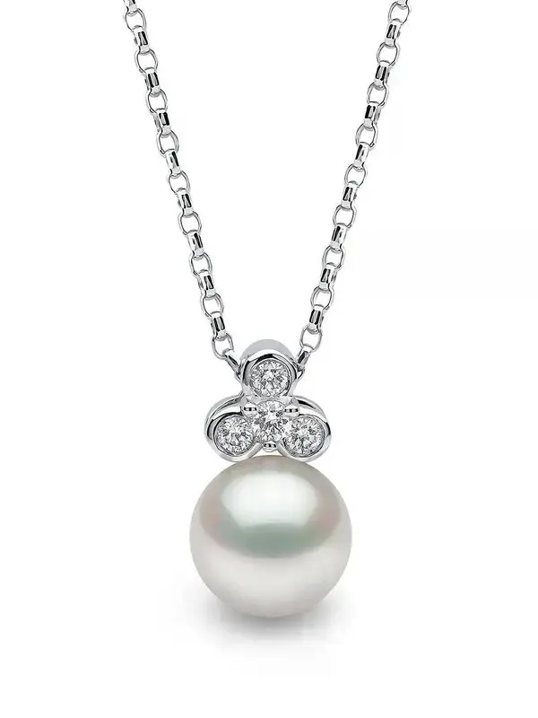 Yoko London 18kt White Gold Trend Freshwater Pearl And Diamond Pendant Necklace - Silver